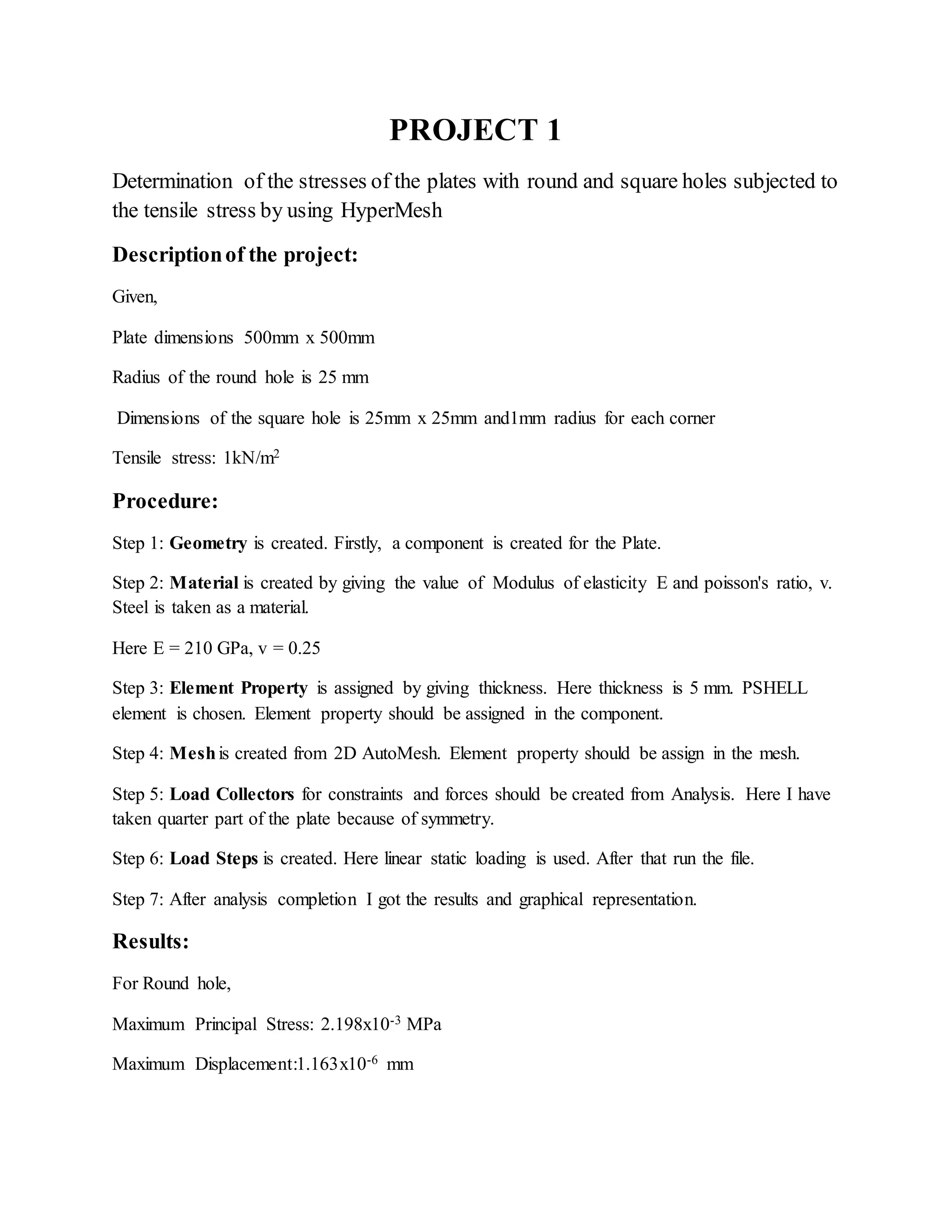 Determination of stress using Hypermesh-Optistruct | DOCX