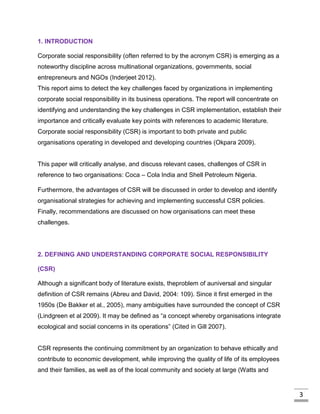 KEY CHALLENGES FACED BY GLOBAL ORGANISATIONS IN IMPLEMENTING CORPORATE ...