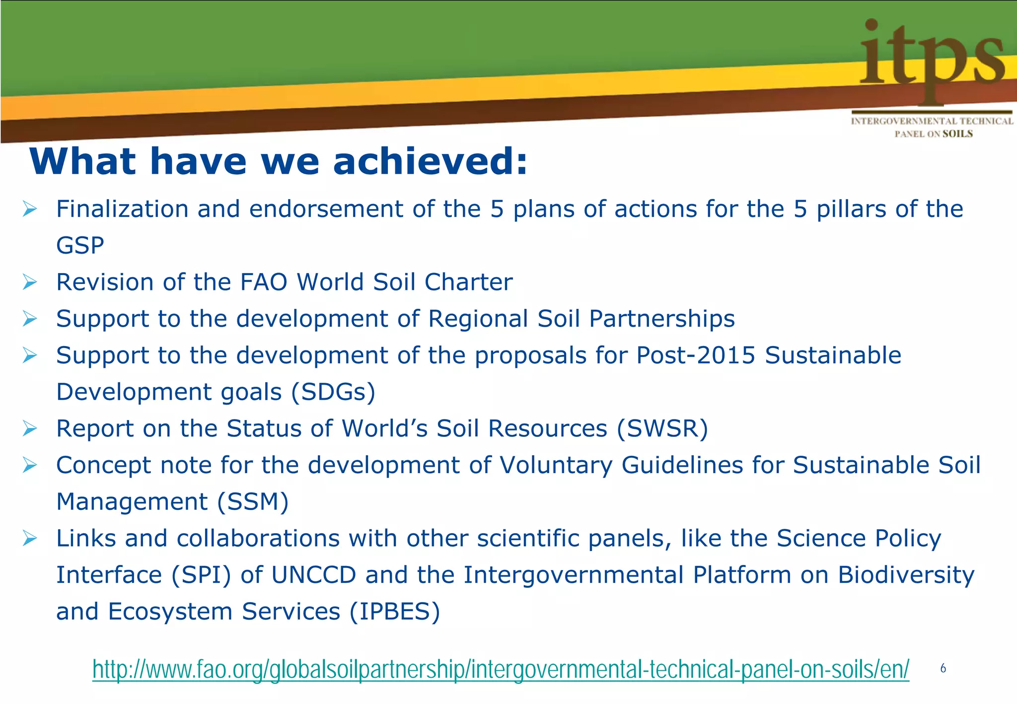 Intergovernmental Technical Panel on Soils: Chairperson's report | PDF
