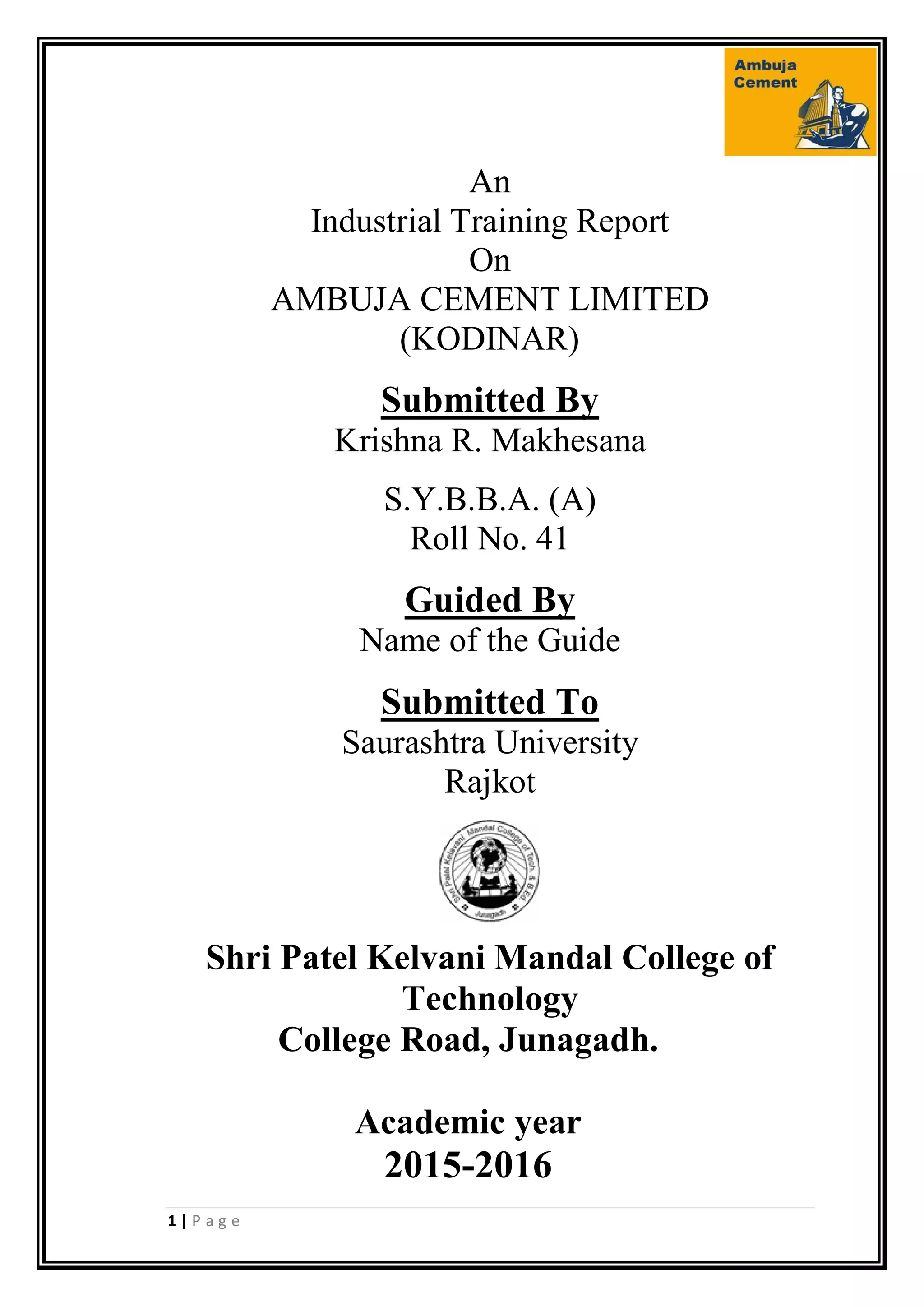 ambuja cement report | PDF