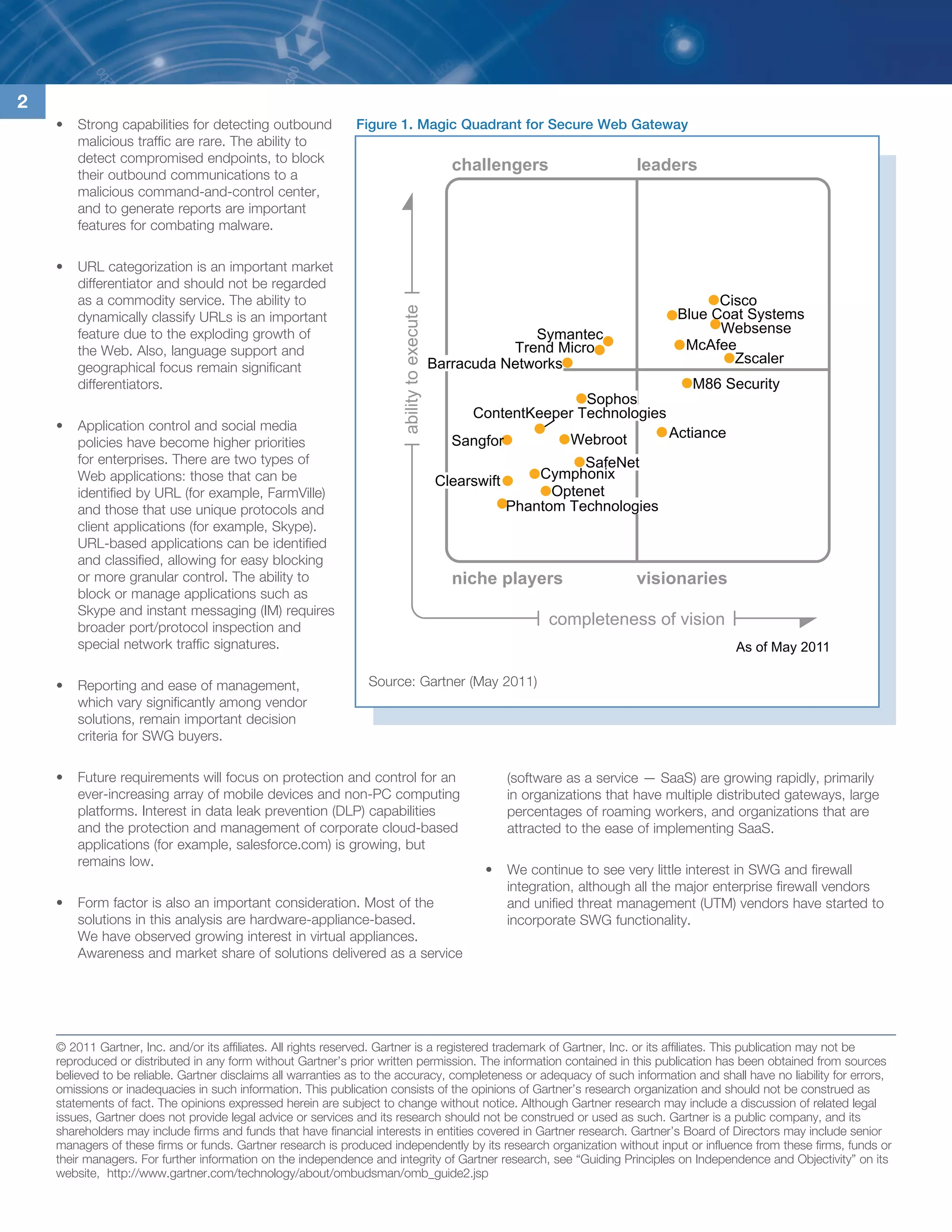 Report Gartner Magic Quadrant For Security Web Gateway 2011 En | PDF