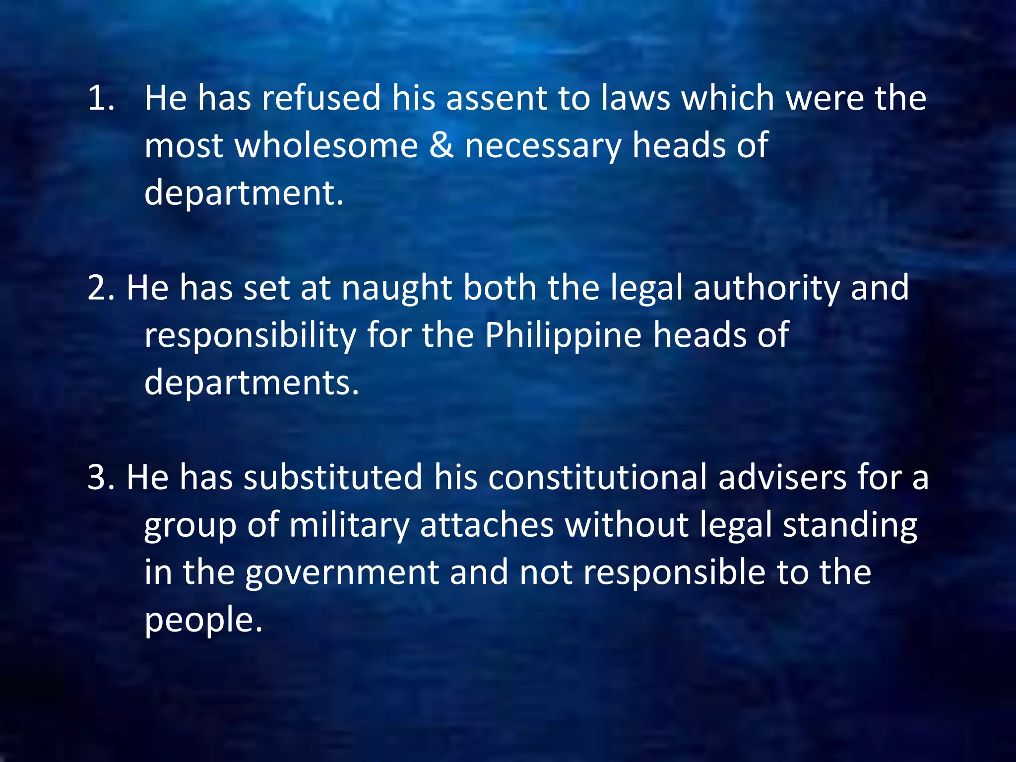 Report gonzales and lasam filipino grievances against governor wood | PPTX