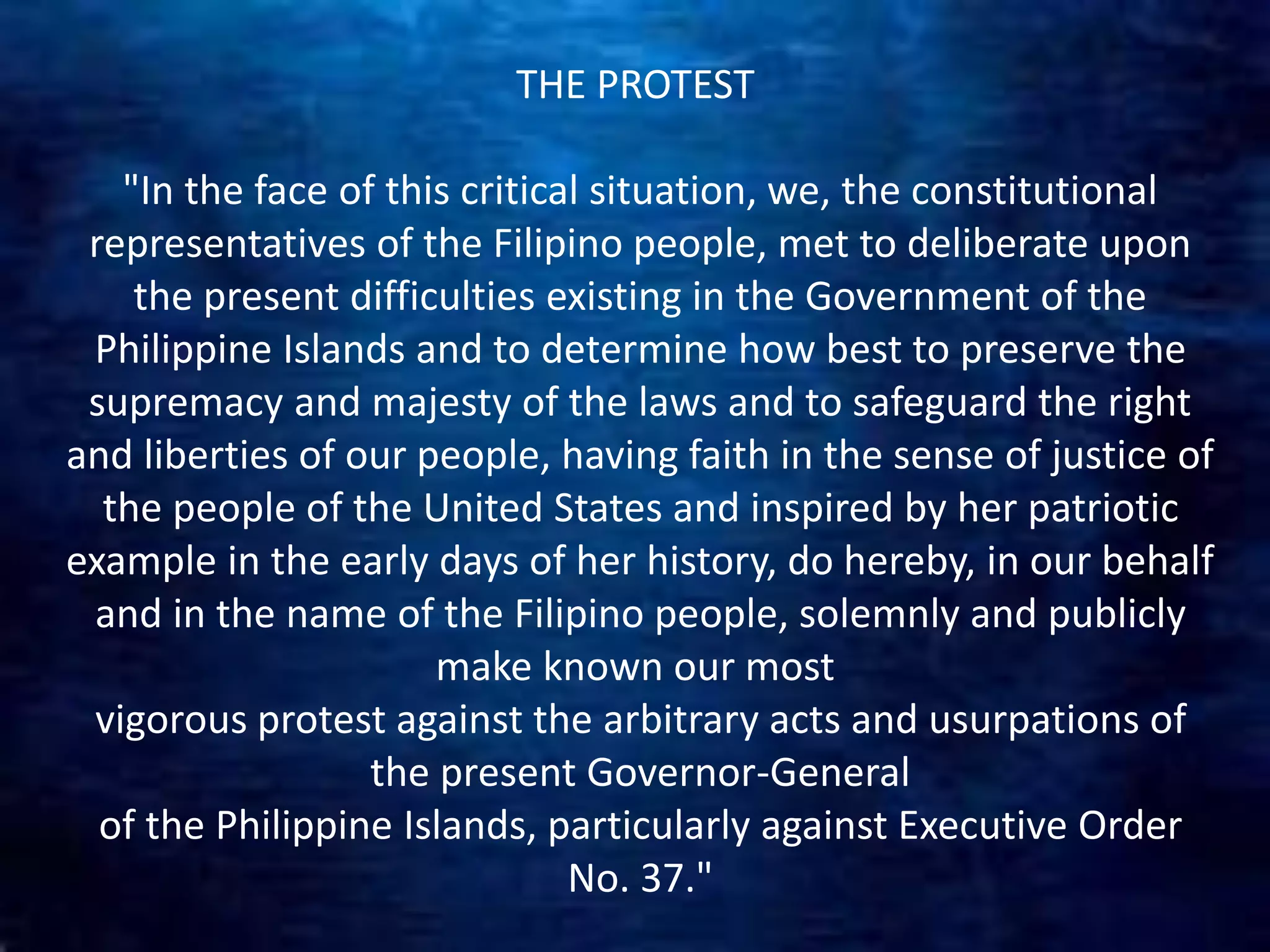 Report gonzales and lasam filipino grievances against governor wood | PPTX