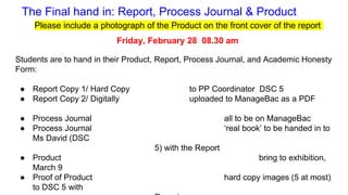 Personal Project Report guidance | PPTX