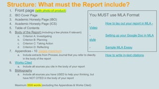 Personal Project Report guidance | PPTX