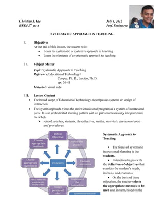 Systematic Appraoch to Teaching | DOCX
