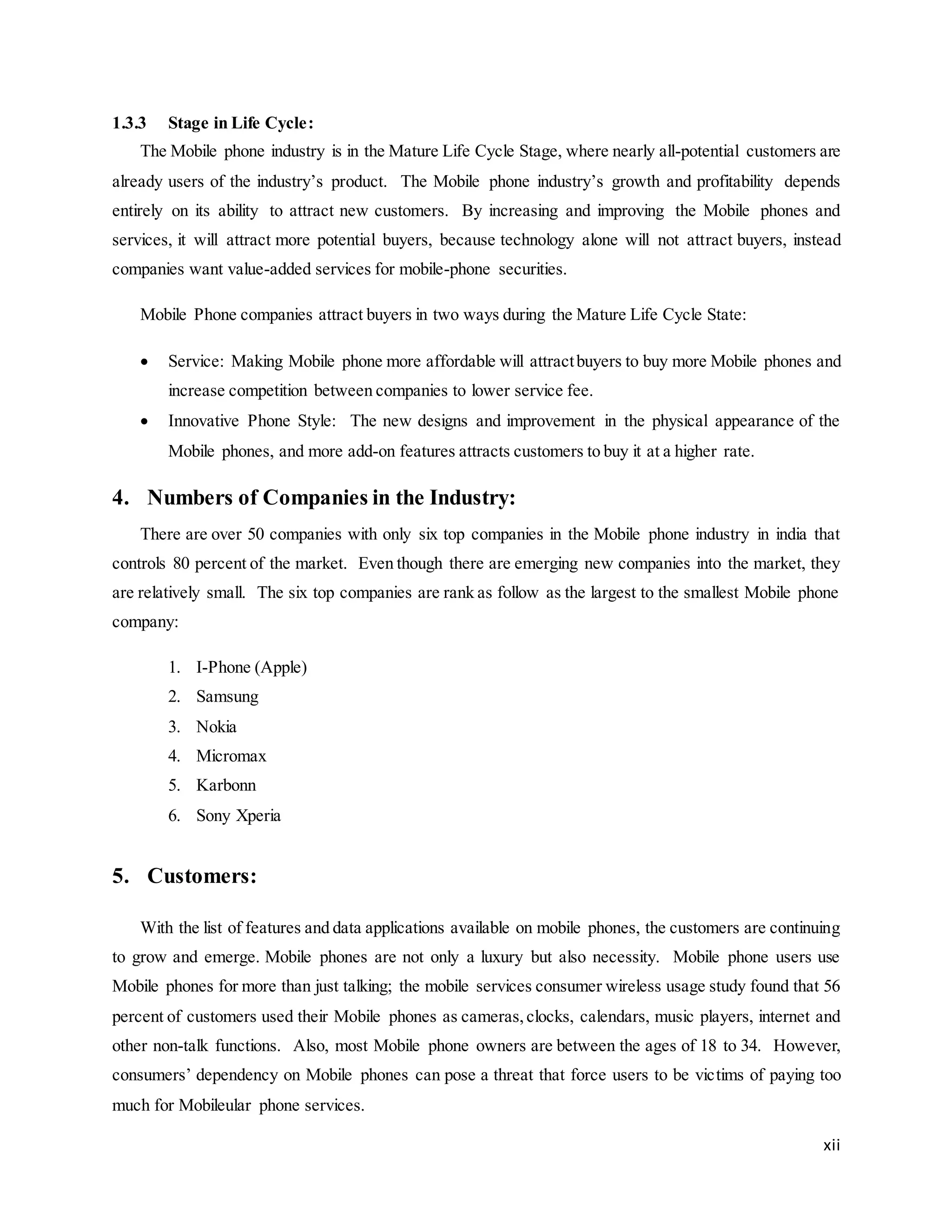 Reserch report on Mobile Phones | DOCX