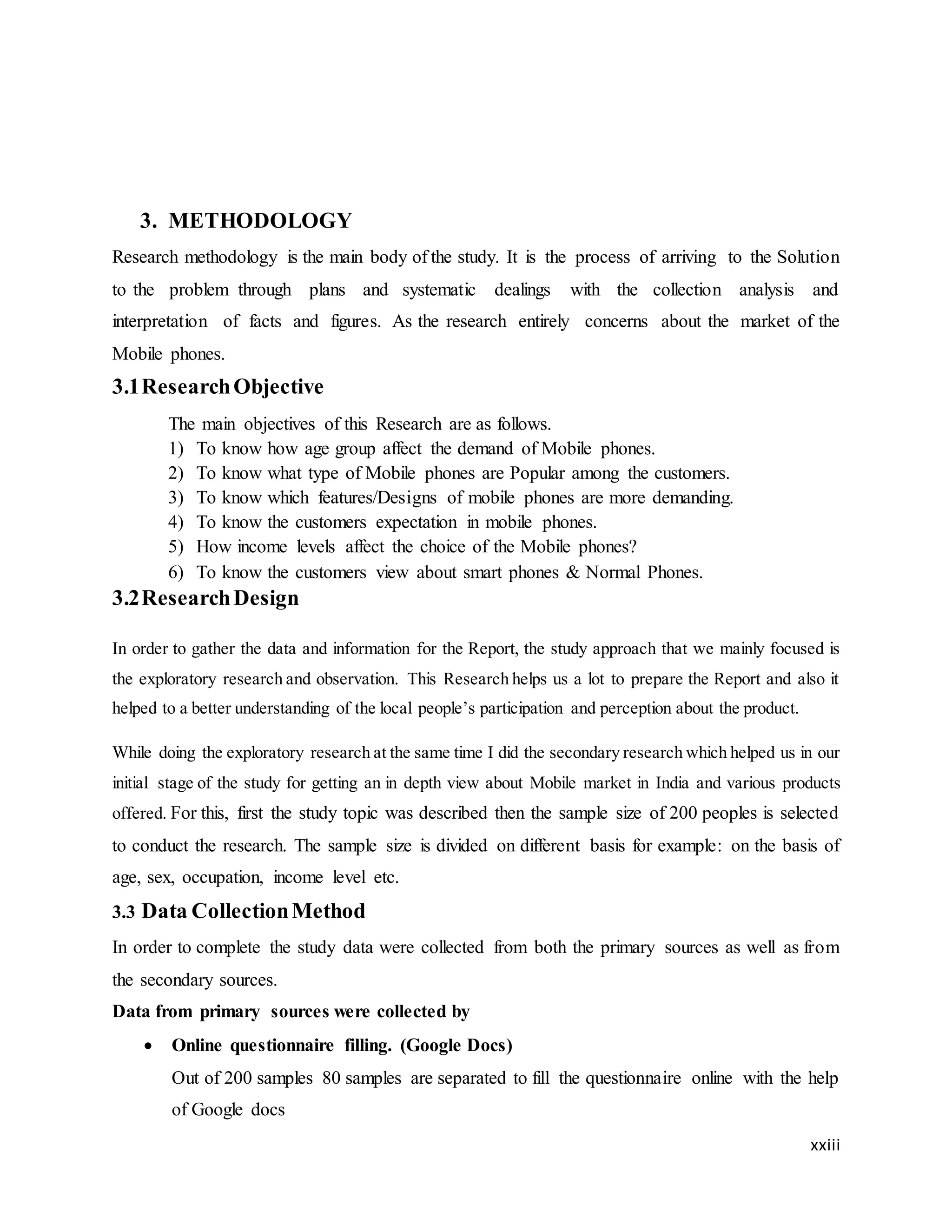 Reserch report on Mobile Phones | DOCX