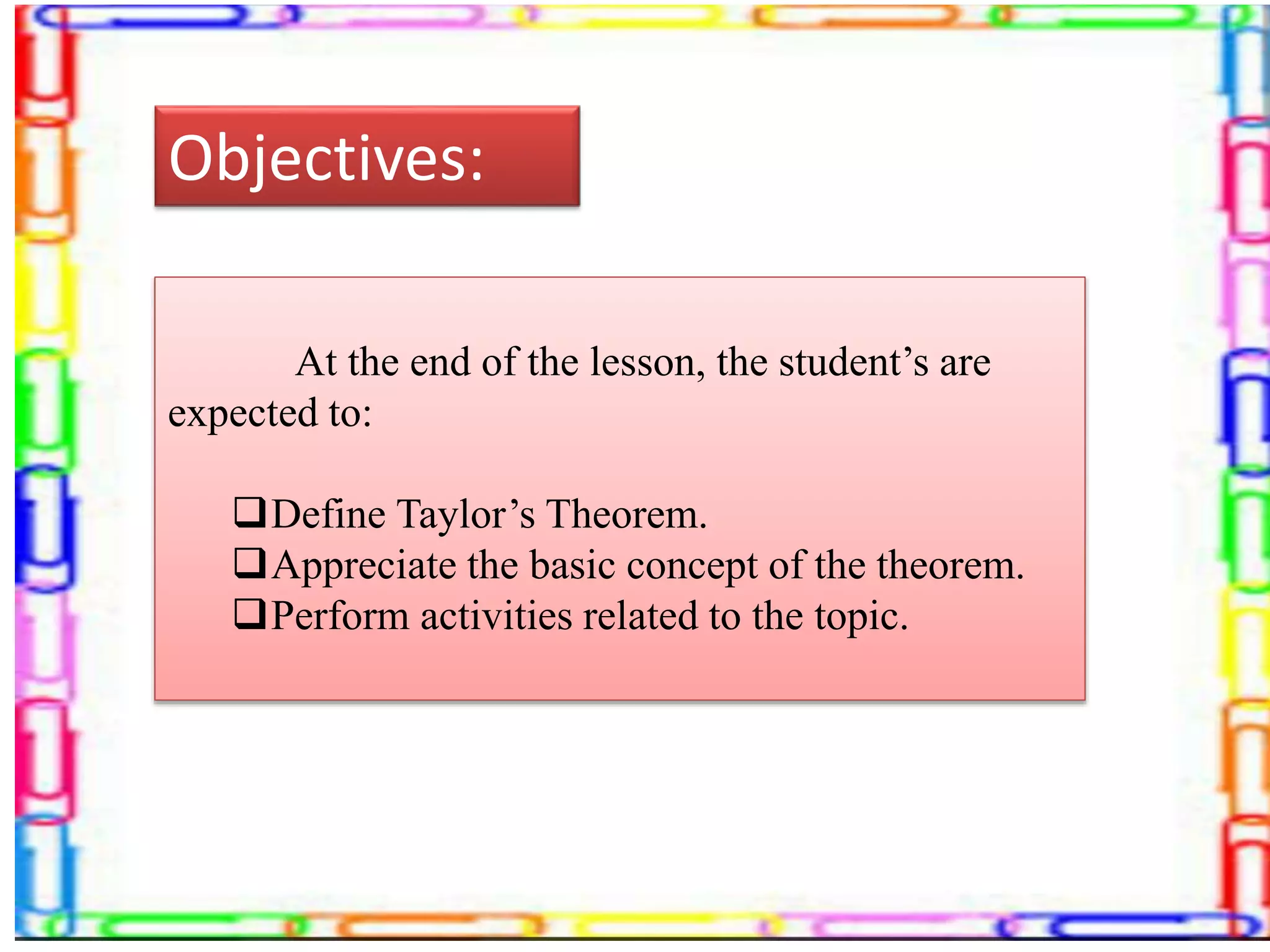 taylors theorem | PPTX