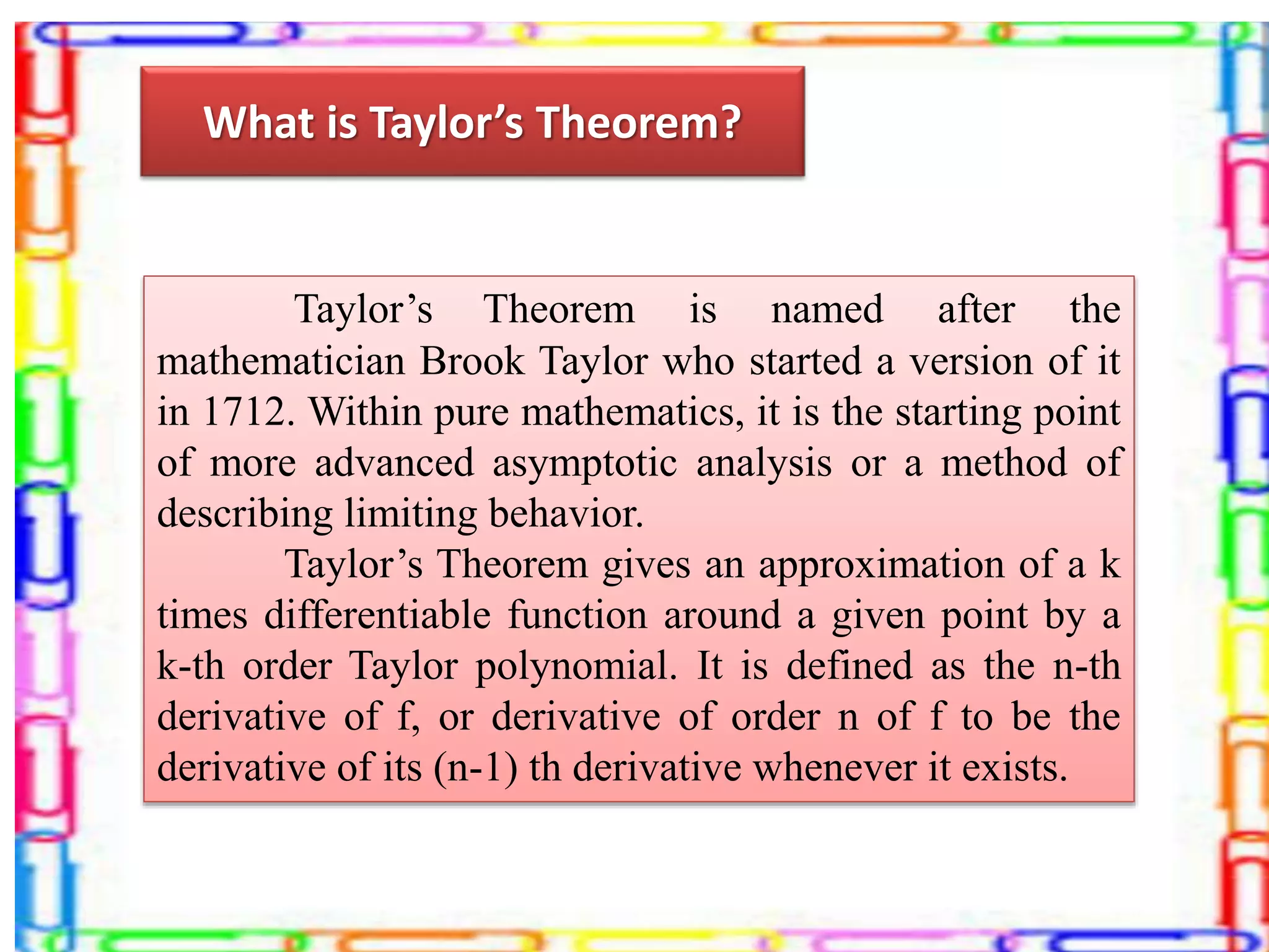 taylors theorem | PPTX