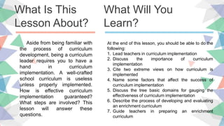 Implementing and Enriching the Curriculum | PPTX