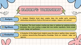 Taxonomy of objectives by benjamin bloom | PDF
