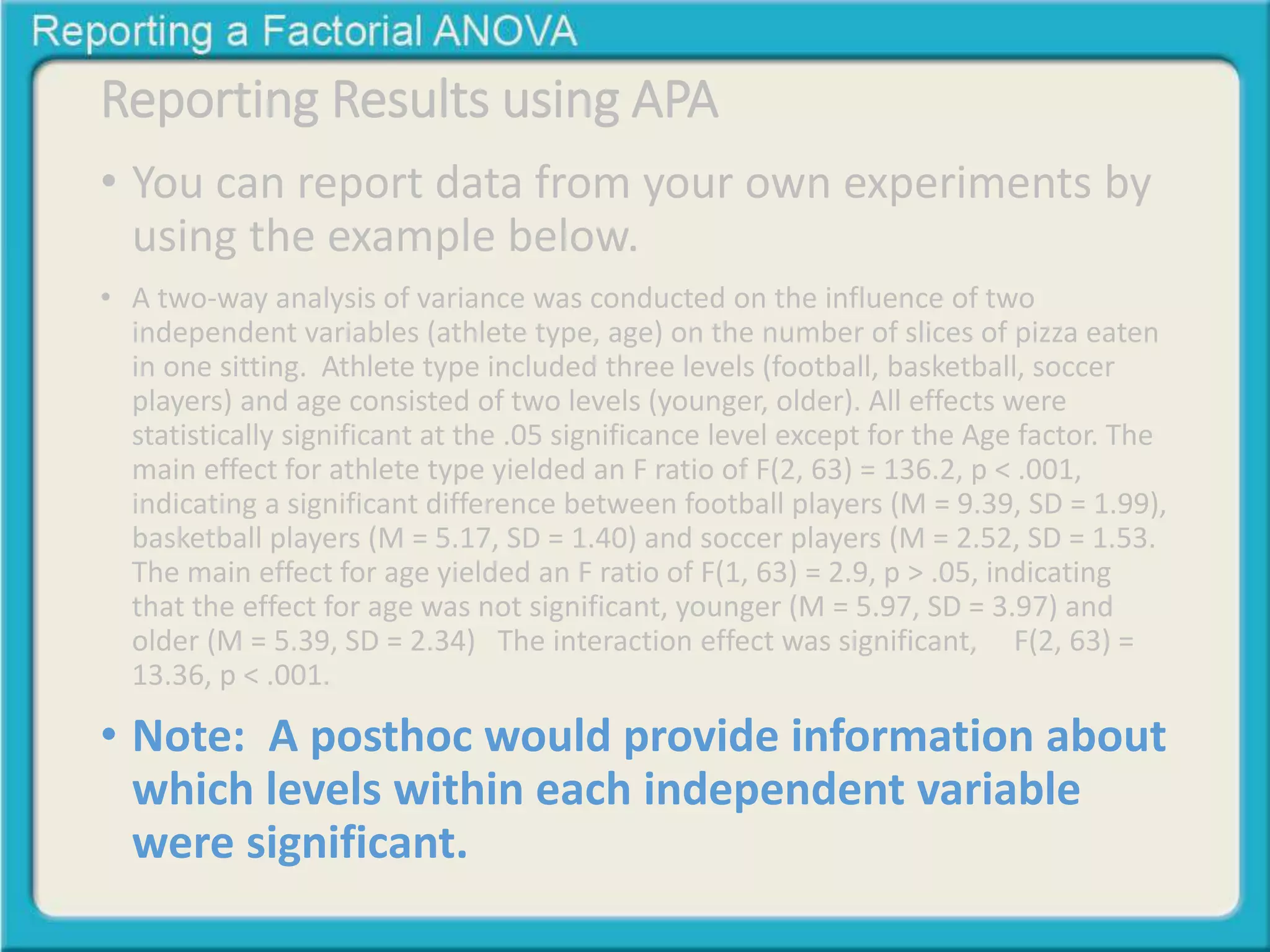 Reporting a Factorial ANOVA | PPTX