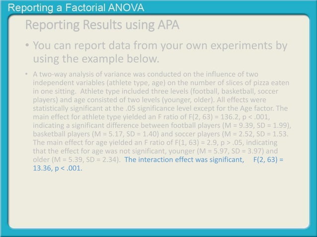 Reporting a Factorial ANOVA | PPTX