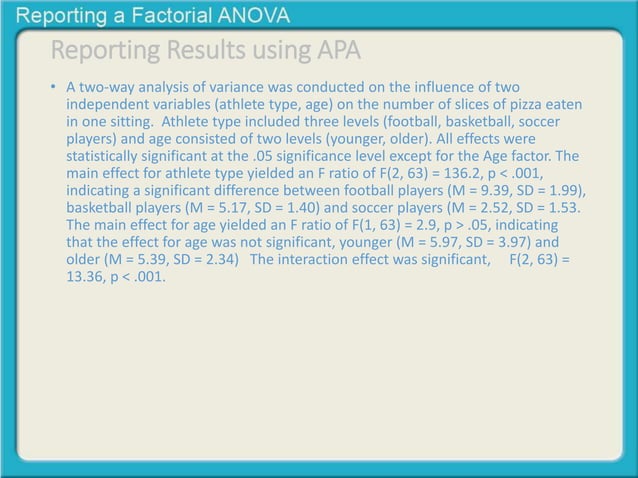 Reporting a Factorial ANOVA | PPTX