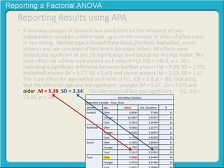 Reporting a Factorial ANOVA | PPTX