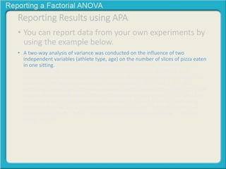 Reporting a Factorial ANOVA | PPTX