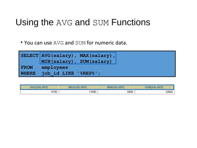 Reporting Aggregated Data Using The Group Functions Ppt 6321