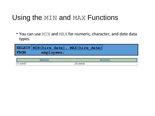 Reporting Aggregated Data Using The Group Functions