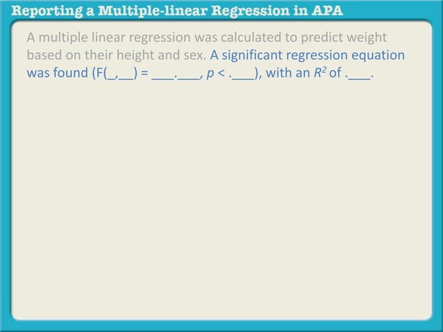 Reporting a multiple linear regression in APA | PPT