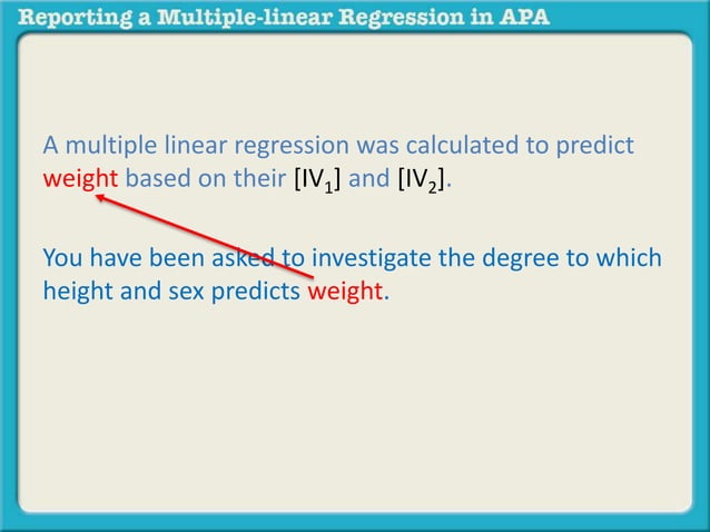 Reporting a multiple linear regression in apa | PPTX