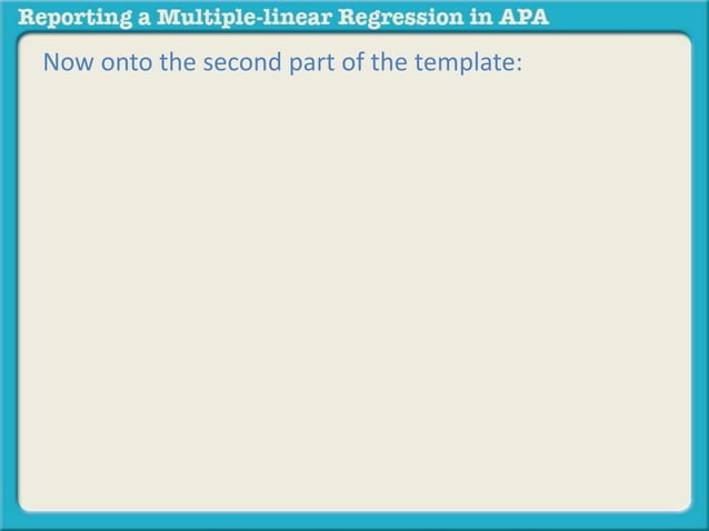 Reporting a multiple linear regression in apa | PPTX