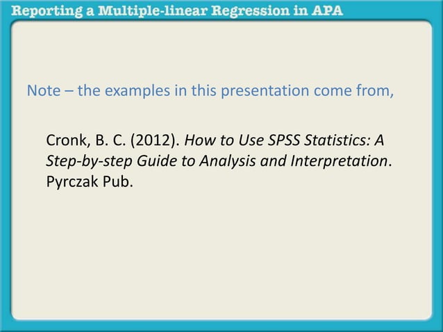 Reporting a multiple linear regression in apa | PPTX