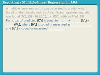 Reporting a multiple linear regression in apa | PPTX