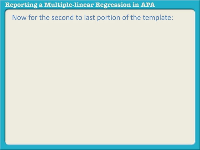 Reporting a multiple linear regression in apa | PPTX