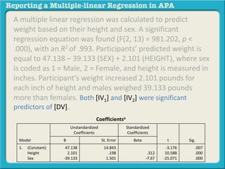 Reporting a multiple linear regression in apa | PPTX