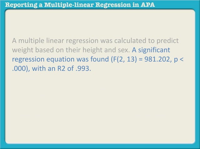 Reporting a multiple linear regression in apa | PPT