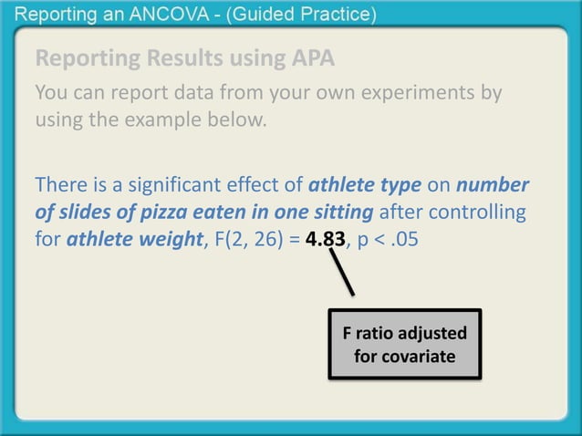 Reporting an ANCOVA | PPTX