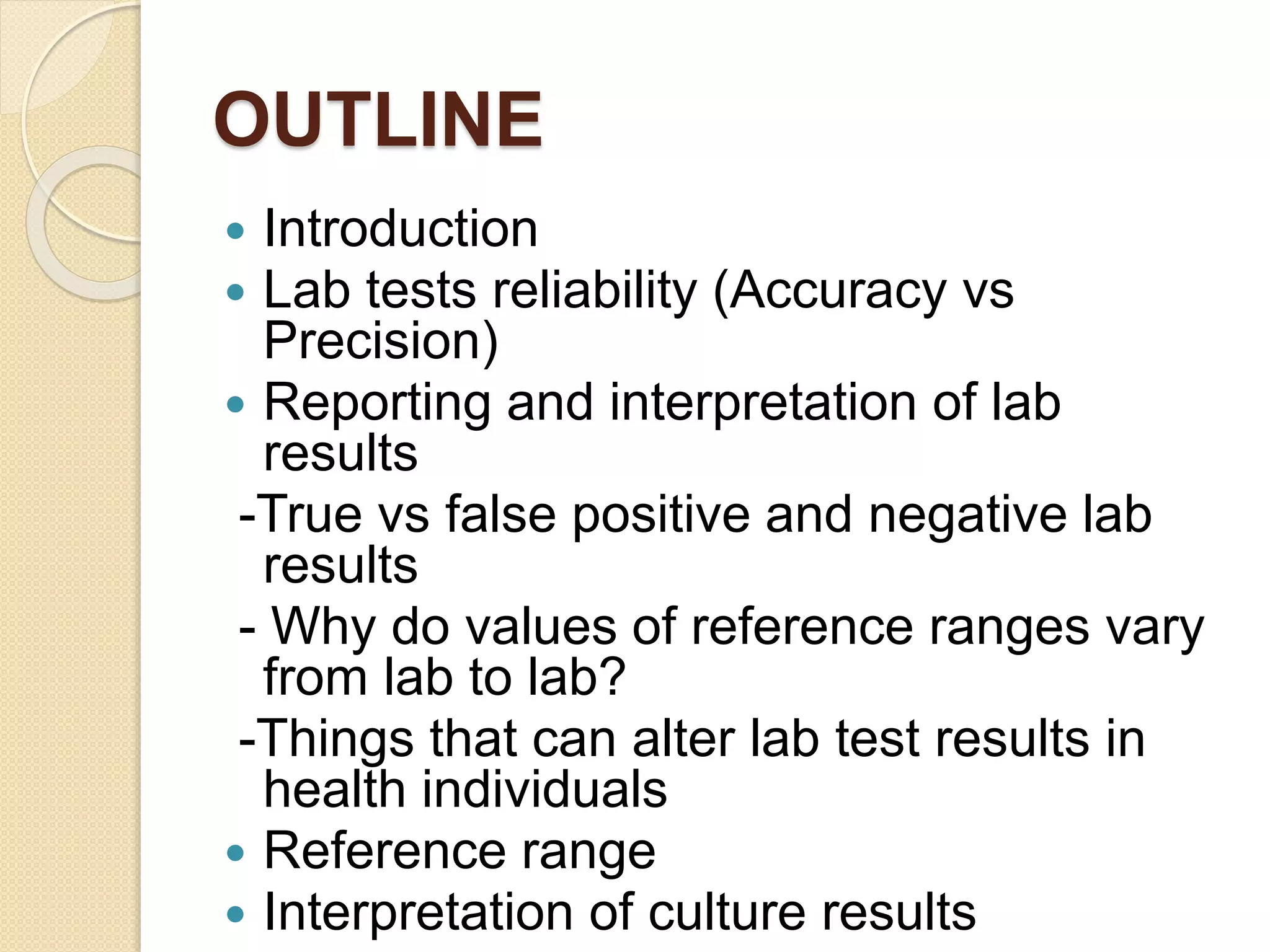 Reporting and interpretation of laboratory results | PPTX