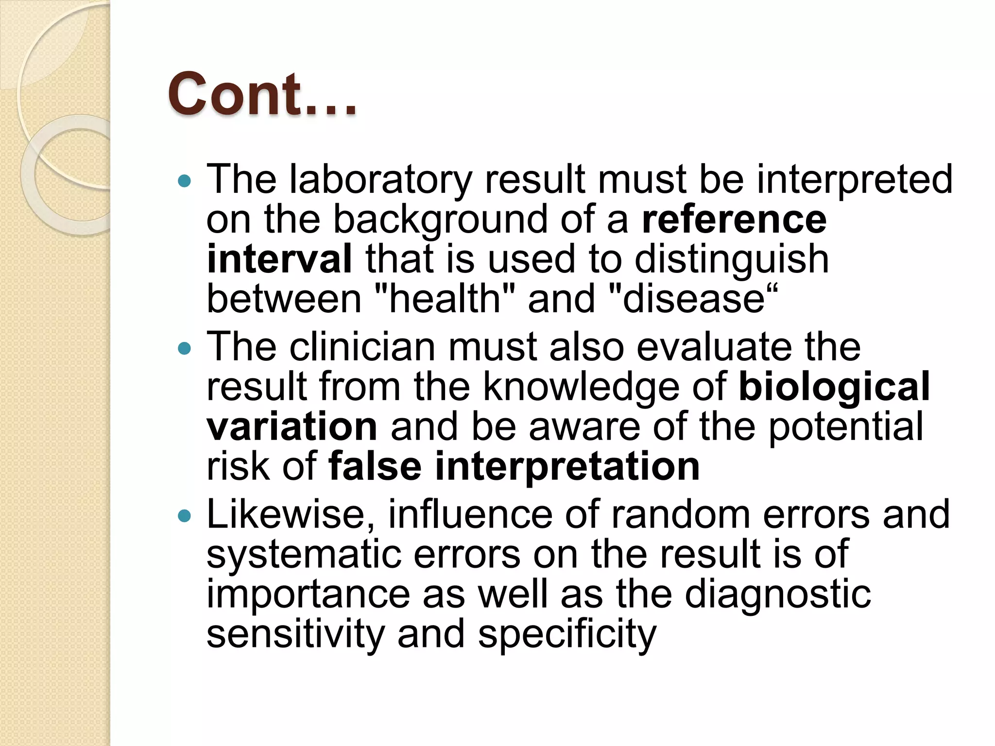 Reporting and interpretation of laboratory results | PPTX