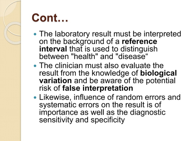 Reporting and interpretation of laboratory results | PPTX | Blood ...