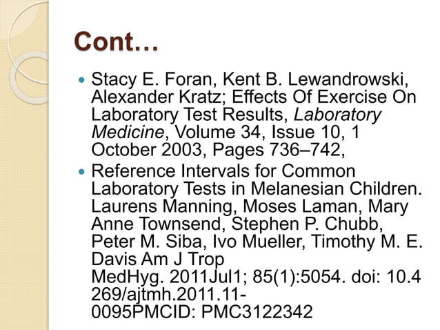 Reporting and interpretation of laboratory results | PPTX | Blood ...