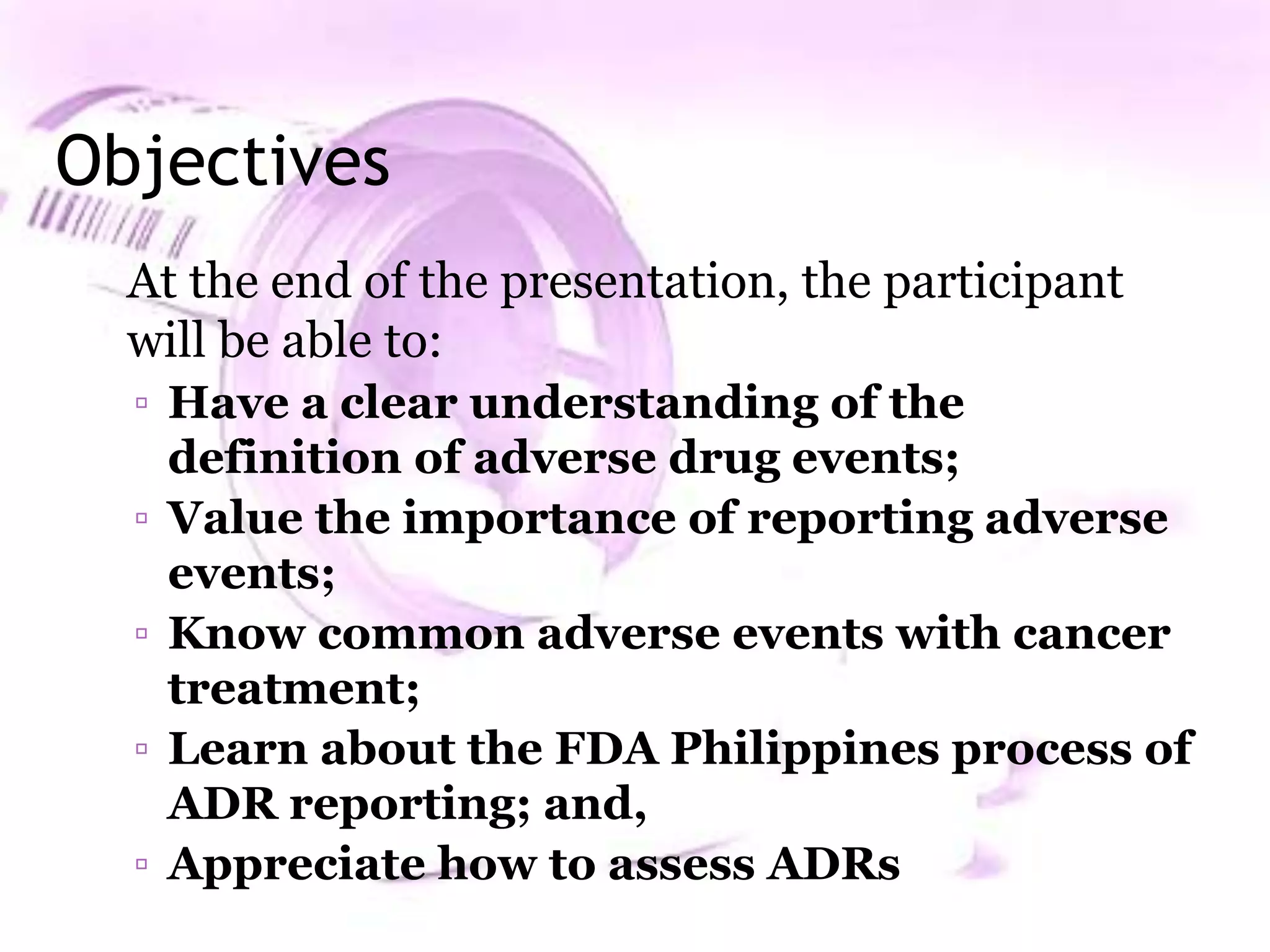 Reporting and monitoring adverse events with cancer treatment [final] | PPTX