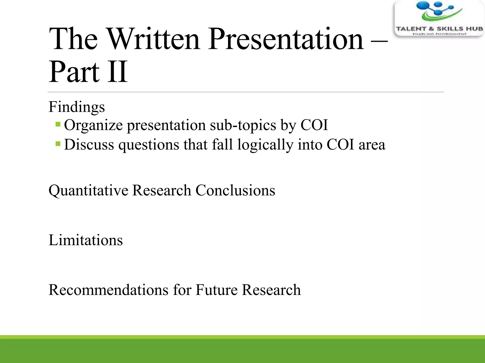 Reporting And Presenting Research Findings Ppt Education