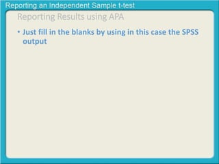 Reporting an independent sample t test | PPTX