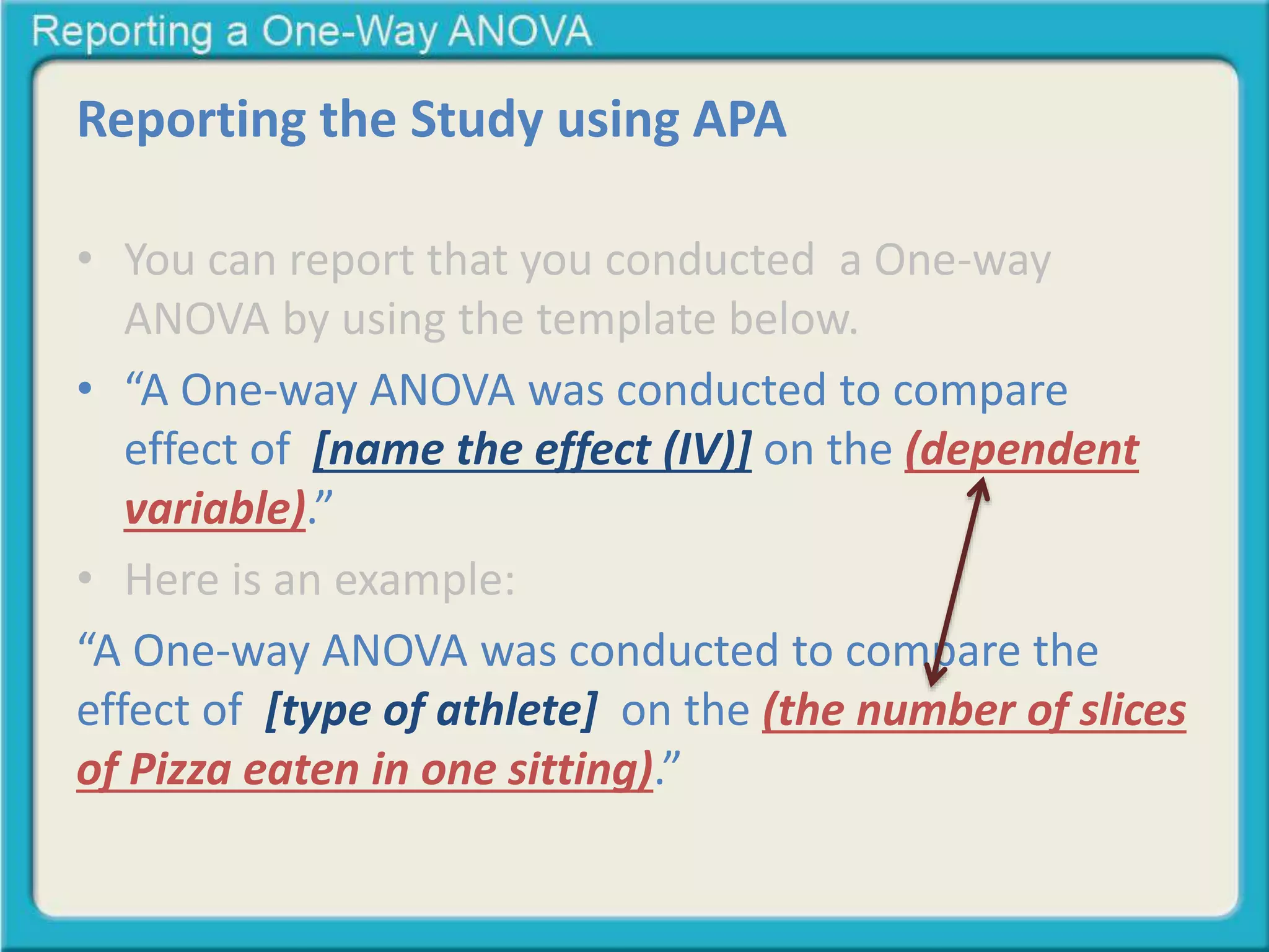 Reporting a one-way anova | PPTX