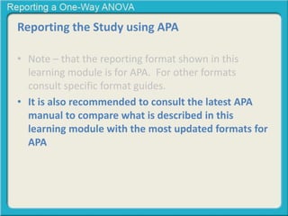 Reporting a one-way anova | PPTX