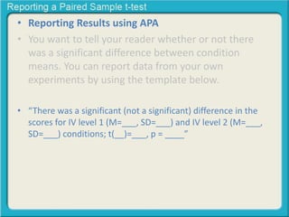Reporting a paired sample t test | PPTX