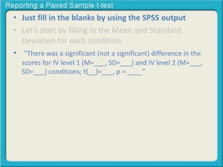 Reporting a paired sample t test | PPTX
