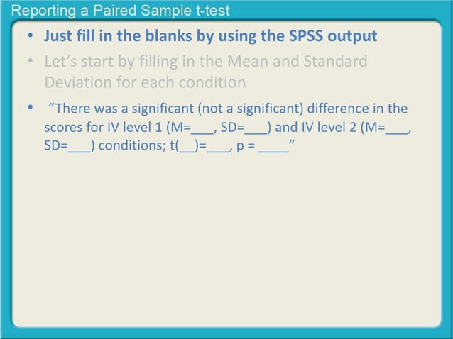 Reporting a paired sample t test | PPTX