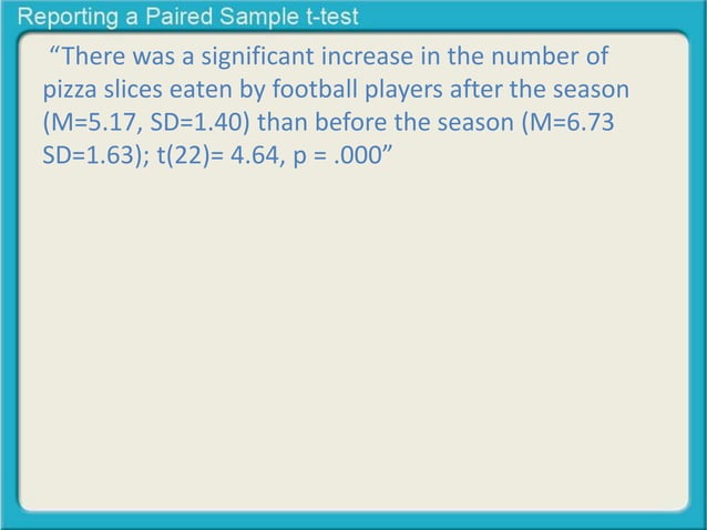 Reporting a paired sample t test | PPTX