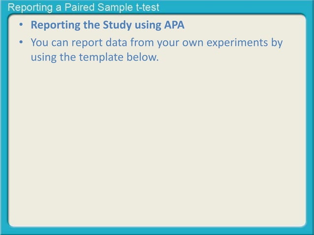 Reporting a paired sample t test | PPTX
