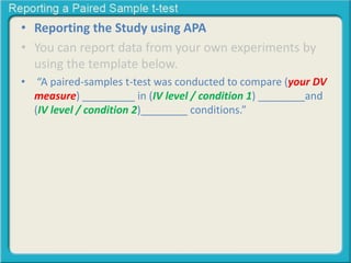 Reporting a paired sample t test | PPTX