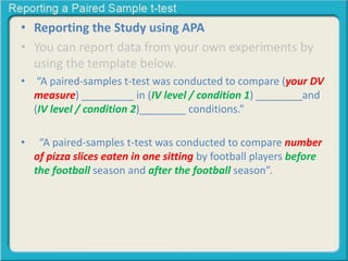Reporting a paired sample t test | PPTX