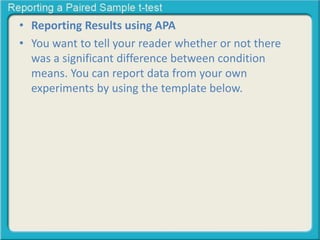 Reporting a paired sample t test | PPTX
