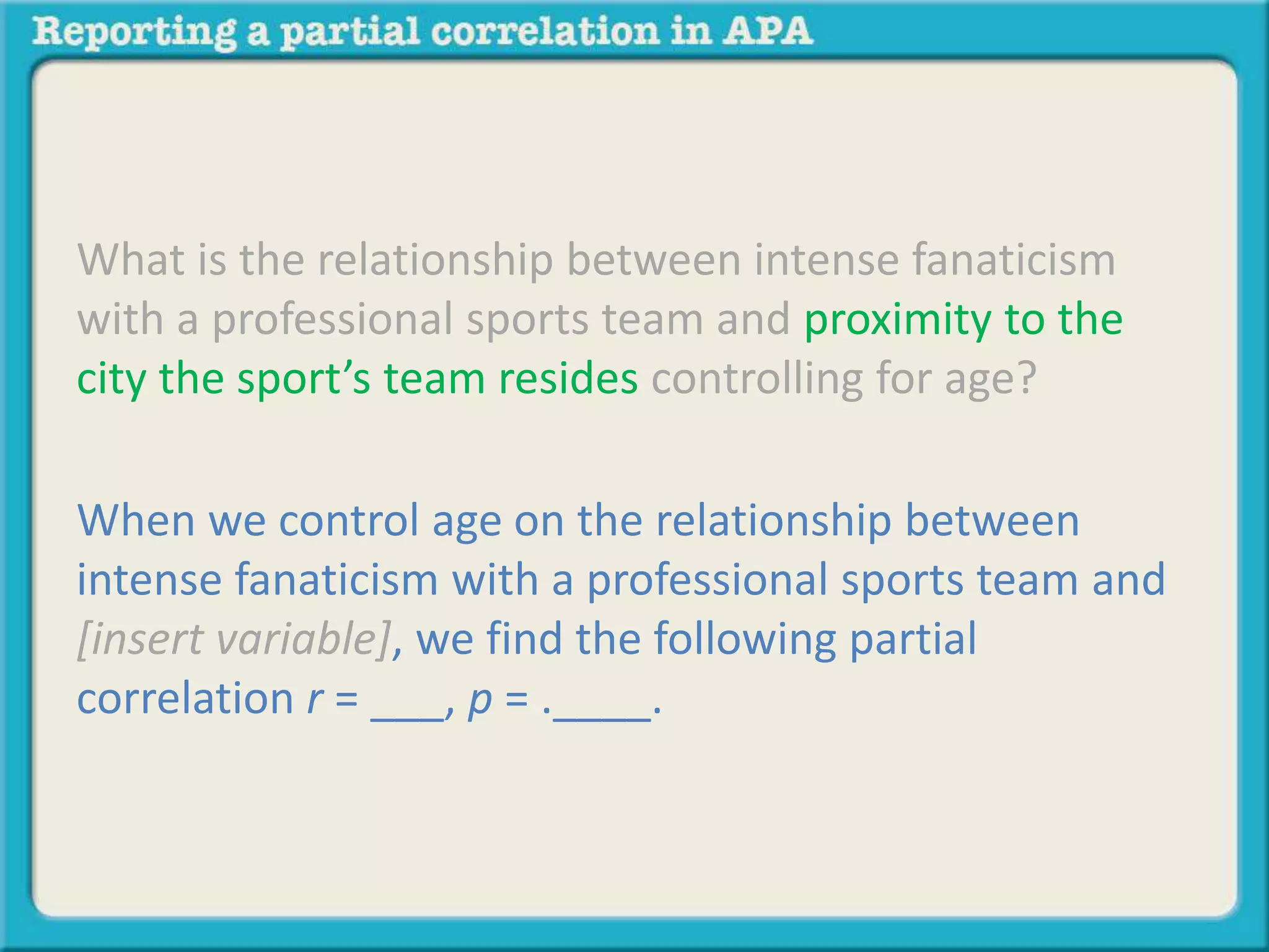 Reporting a partial correlation in apa | PPTX